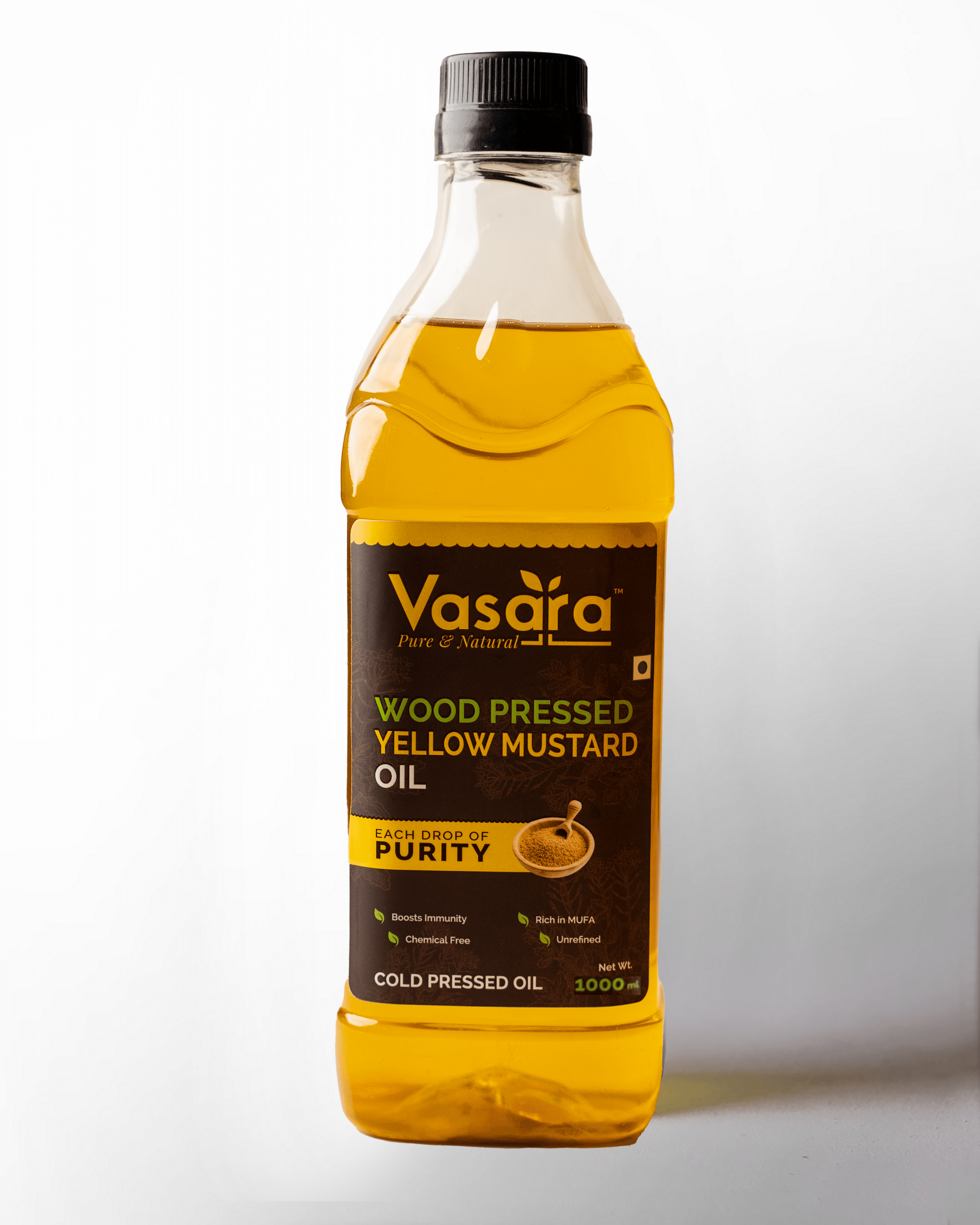 Wood Cold Pressed Kachi Ghani Yellow Mustard Oil 1 Litre | Vasara Oils ...